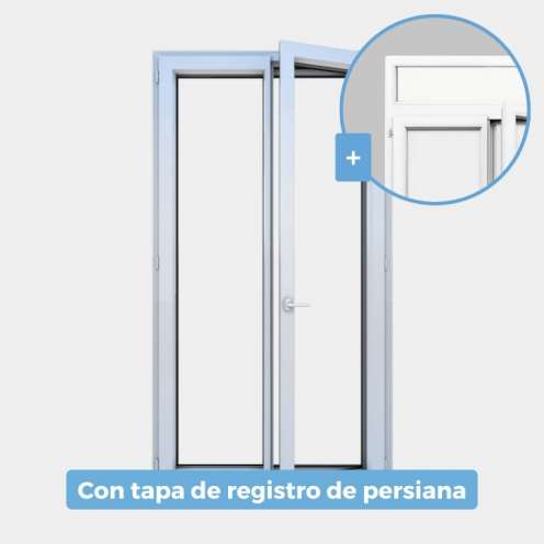 Puerta Balconera Aluminio AluMax 2 hojas batiente con tapa registro